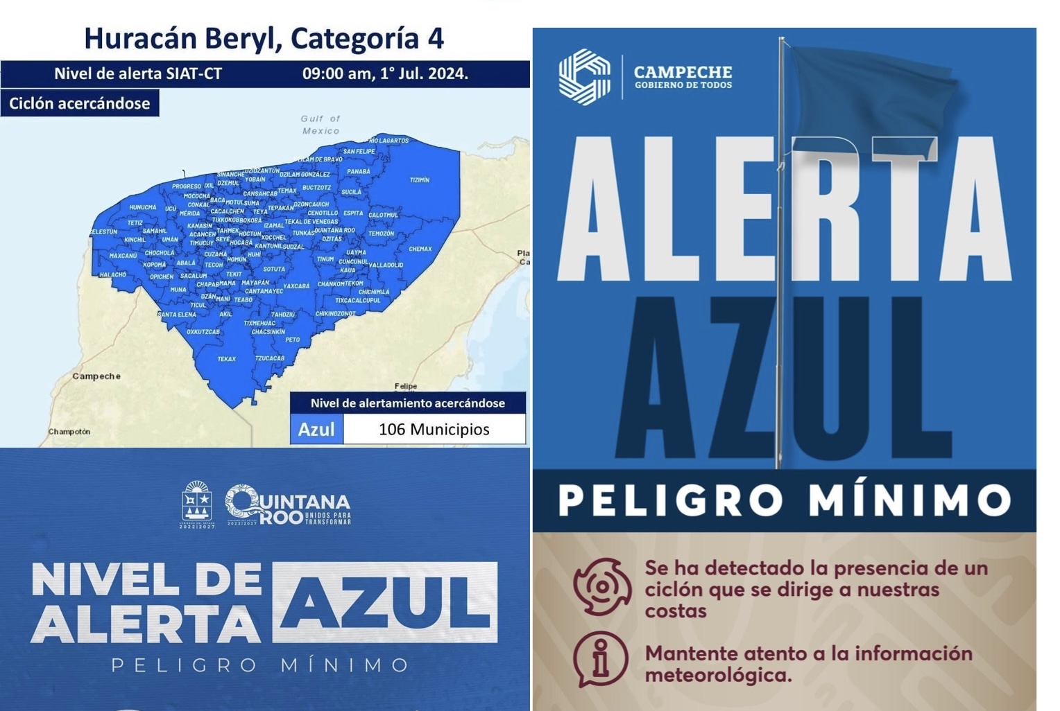Emiten Alerta Azul en la Península de Yucatán por el huracán “Beryl ...